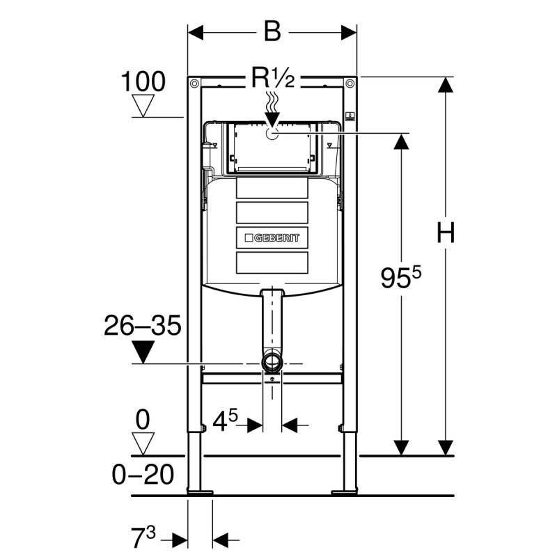 Bâti-support Geberit Duofix pour WC au sol pour enfants, avec réser...