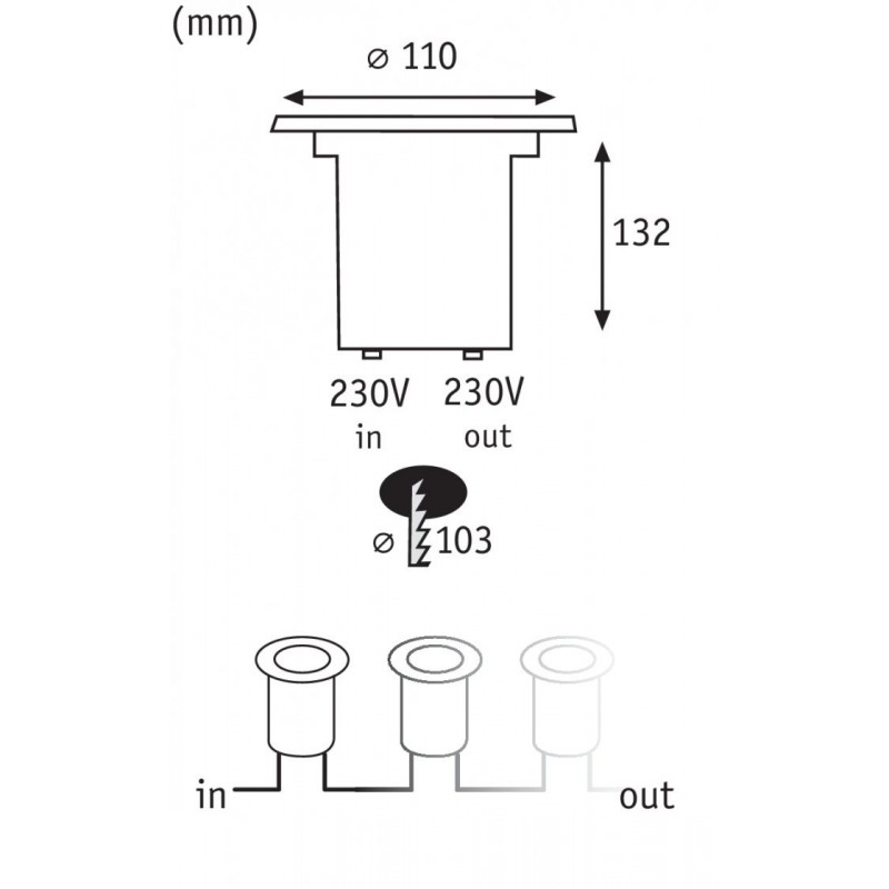 Special Line Encastré de sol LED IP67 rond 110mm 2700K 1,2W 30lm 23...